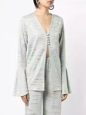 BAMBAH Metallic-print V-neck Blouse