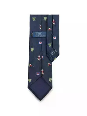 Polo Ralph Lauren Nautical-embroidered Silk Tie
