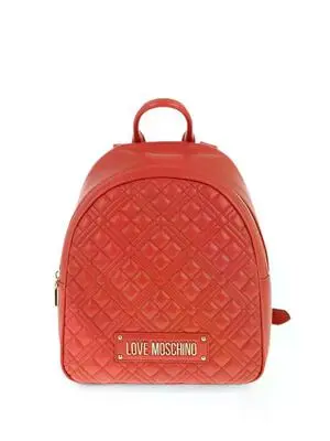 Moschino Quilted Logo-detail Backpack - Red