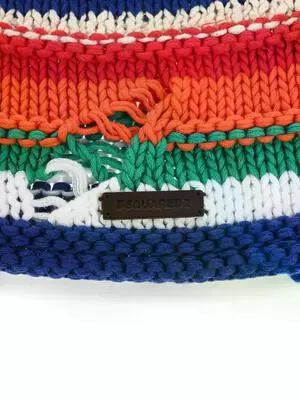 Dsquared2 Distressed Striped Beanie Hat