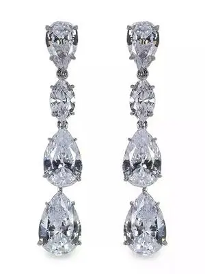 FANTASIA BY DESERIO Pear Marquise Drop Earrings - Silver