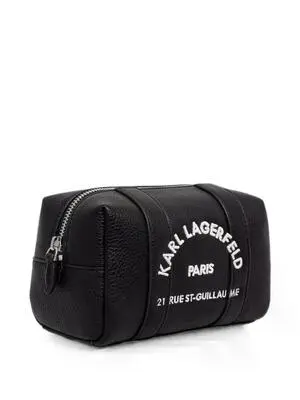 Karl Lagerfeld Logo-embroidered Grained-texture Make Up Bag