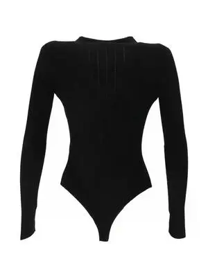 Elisabetta Franchi Ribbed-knit Logo-plaque Bodysuit - Black