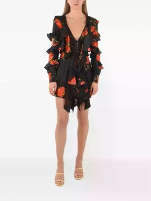 Philipp Plein Floral-print Ruffled Mini Dress