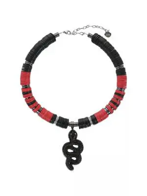 HIJAS DE PUKA And Red Beaded Snake Necklace - Black