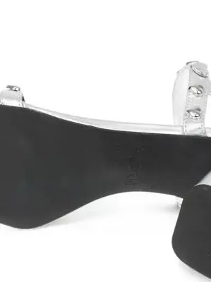 Moschino Laminated Leather Sandals With Heart Studs