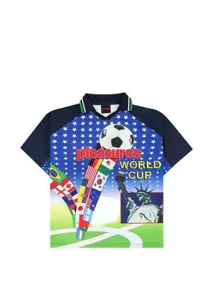 PLEASURES Flags Graphic-print Short-sleeve Shirt - Blue