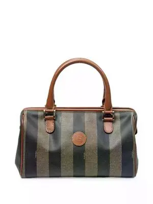 Fendi Pequin Boston Small Handbag - Black