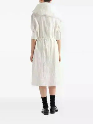 Prada Embroidered Slubbed Fabric Midi Dress