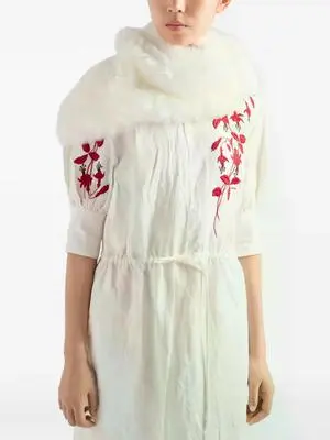 Prada Embroidered Slubbed Fabric Midi Dress