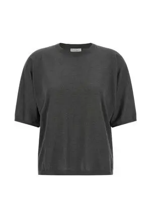 Brunello Cucinelli Sparkling Short-sleeve Sweater - Grey