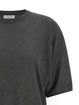 Brunello Cucinelli Sparkling Short-sleeve Sweater - Grey
