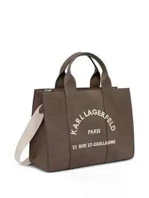Karl Lagerfeld Logo-embroidered Pebbled Tote Bag
