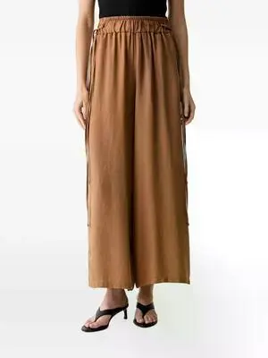 VICOLO Elasticated Drawstring-waist Palazzo Pants - Brown