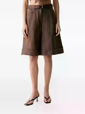 VICOLO Belted Turn-up Shorts - Brown