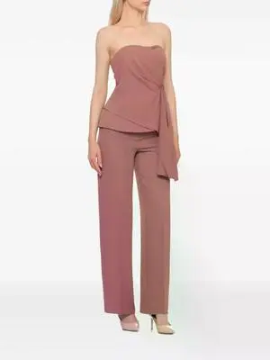EMME Asymmetrical-hem Corset Blouse And Trousers Set