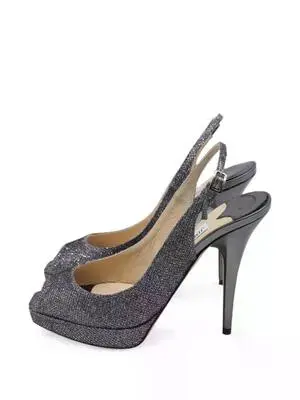 JIMMY CHOO Glitter Peep-toe Pumps - Grey