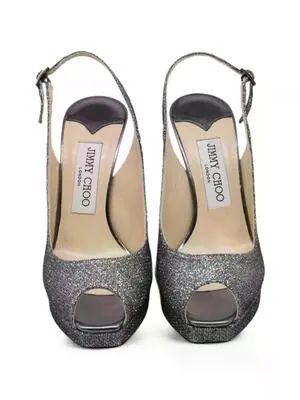 JIMMY CHOO Glitter Peep-toe Pumps