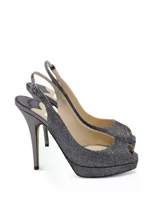 JIMMY CHOO Glitter Peep-toe Pumps - Grey