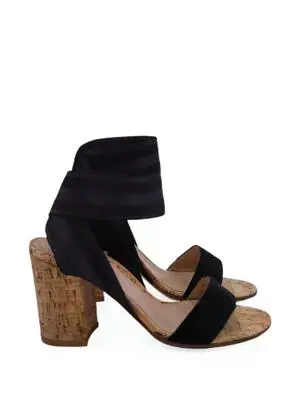 GIANVITO ROSSI Band Strap Block Heel Sandals - Black