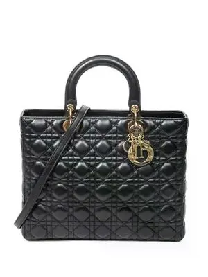 Dior Large Lady Leather Tote Bag - Black