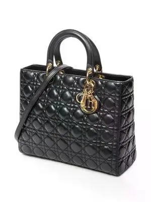 Dior Lady Leather Tote Bag - Black