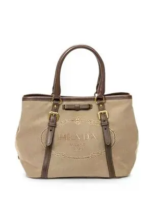 Prada Logo Jacquard Tote Bag - Neutrals