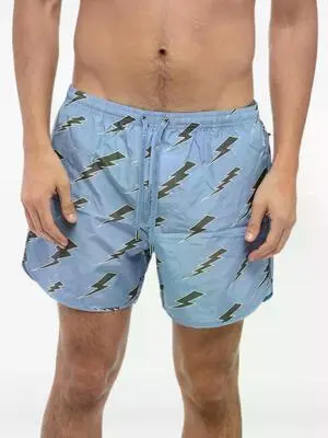Neil Barrett Fair Isle-print Swim Shorts - Blue