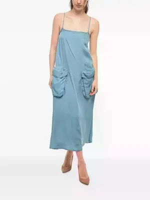 Sunnei Patch-pocket Spaghetti-strap Midi Dress