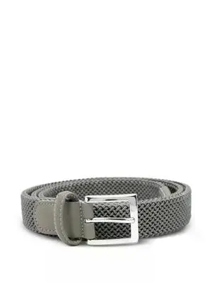 Kiton Braided Leather-trim Belt - Grey