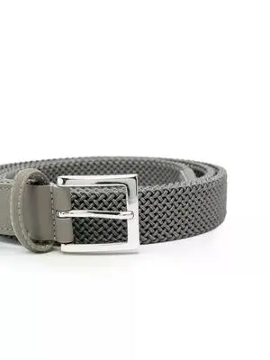 Kiton Braided Leather-trim Belt