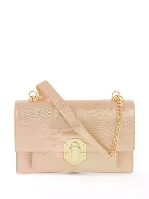 Moschino Lizard-effect Love Shoulder Bag - Neutrals