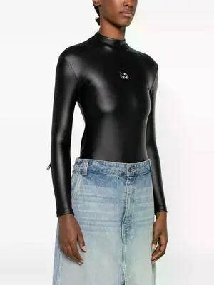 MELITTA BAUMEISTER Coated Long Sleeve Bodysuit With Piercing Detail