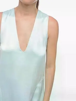 SA SU PHI Serena Satin V-neck Midi Dress