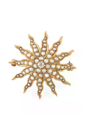 LB EXCLUSIVE Seed Pearl Diamond Starburst Brooch - Gold