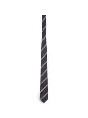 LARDINI Striped Silk Tie - Blue