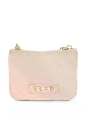 Moschino Quilted Logo-plaque Shoulder Bag - Neutrals