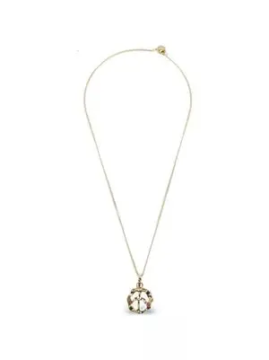 Palm Angels Peace Sign Embellished Pendant Necklace