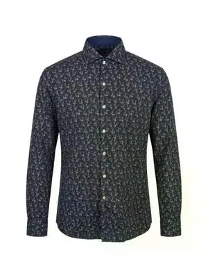 XACUS Floral-print Long-sleeve Shirt - Blue