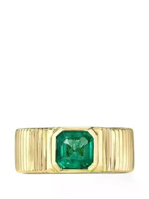 Retrouvai Pleated-effect Emerald Solitaire Ring - Gold