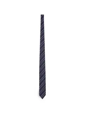 LARDINI Diagonal-stripe Silk Tie - Blue