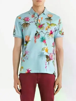 Etro Floral-print Cotton Polo Shirt
