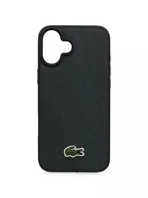 Lacoste Logo-patch Textured Iphone 16 Case - Black