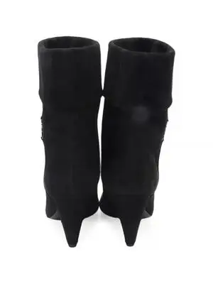 Saint Laurent Suede Niki Wedge Ankle Boots - Black