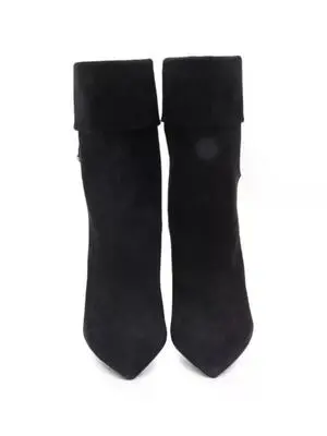 Saint Laurent Suede Niki Wedge Ankle Boots - Black