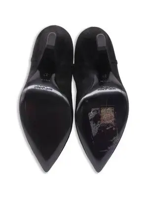 Saint Laurent Suede Niki Wedge Ankle Boots - Black