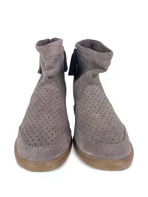 ISABEL MARANT VINTAGE Perforated Tassel Ankle Boots - Grey