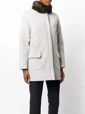 MANZONI 24 Luxurious Trimmed Coat - Neutrals