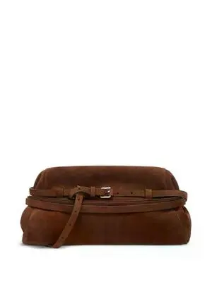 Moschino Belted Suede Clutch Bag - Brown