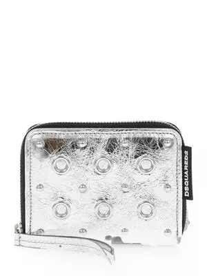 Dsquared2 Craquelé-effect Eyelet-embellished Wallet - Silver